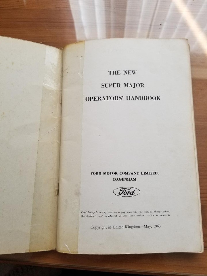 Original Fordson New Super Major operators manual PLUS lubrication ...