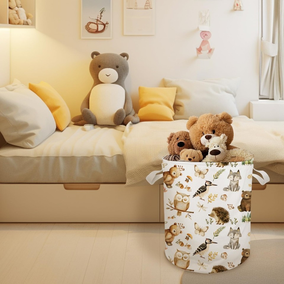Animal Nursery Laundry Basket Hamper, Toybox for Boys Girls, Forest ...