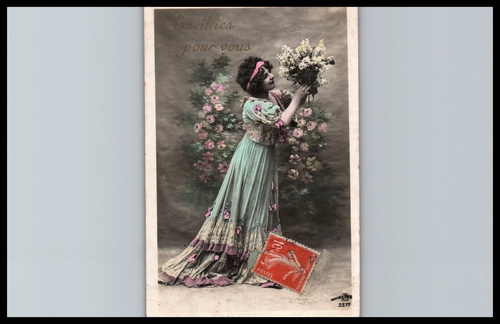 1910 French Risque Postcard Photo Voluptuous HAND TINTED FERNANDE JEAN ...