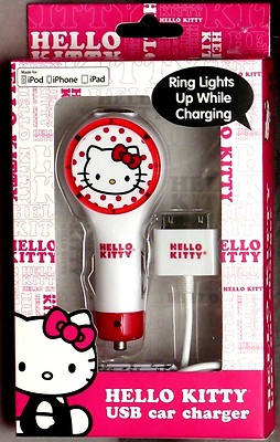 Hello Kitty USB Car Charger Lights Up While Charging Made For iPod ...