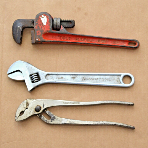 Pipe Wrench, Crescent Wrench, Channel Lock Pliers, all 10", Heavy Duty ...