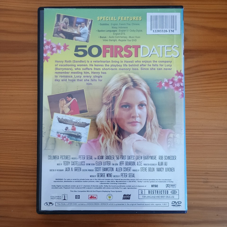 50 First Dates DVD (2004) Adam Sandler, Drew Barrymore, Segal (DIR ...