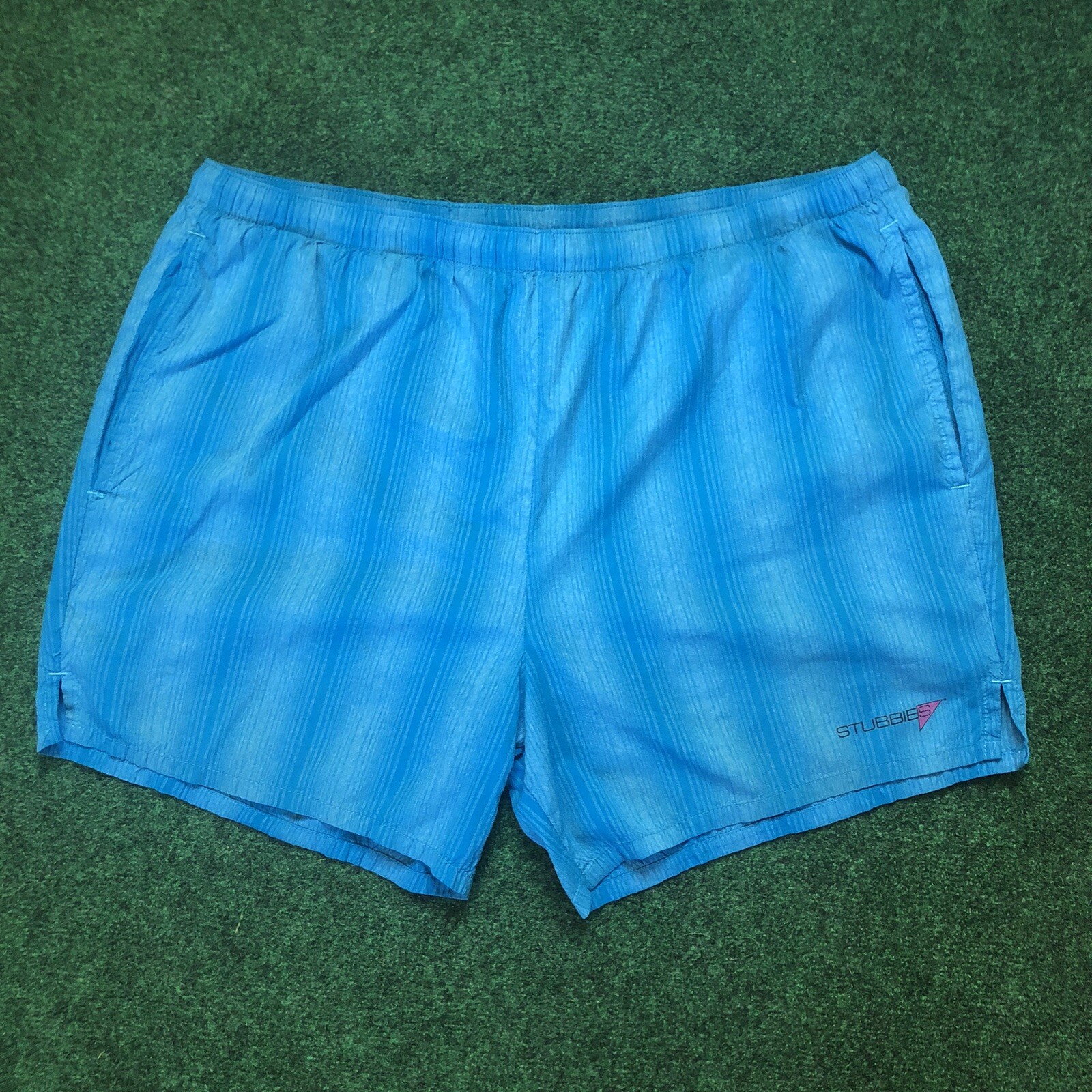 Vintage Stubbies Swim Trunks Sz L/XL Blue Striped Made In USA Please ...