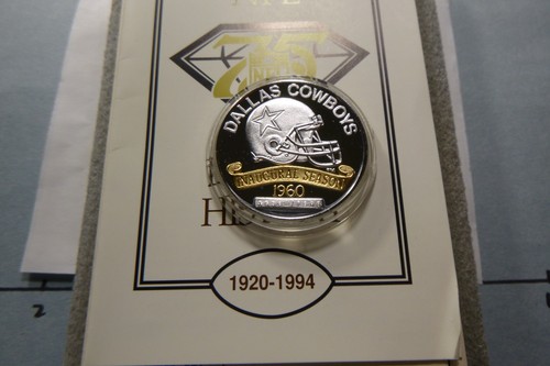 DALLAS COWBOYS 1960 INAUGURAL SEASON NFL 75TH SEASON 999 SILVER COIN ...