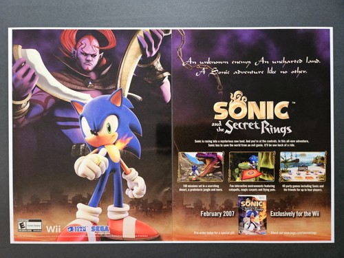 Sonic and the Secret Rings Nintendo Wii 2-Page Game Promo Ad Print Wall ...