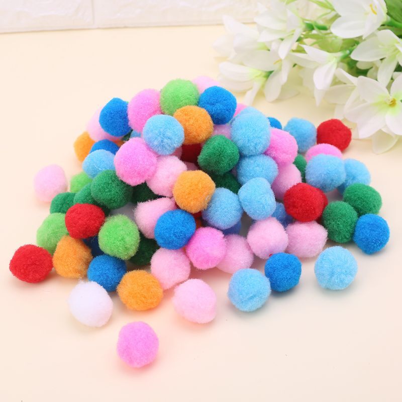 100Pcs Soft Round Craft PomPoms Mixed Color Pom Poms 30mm DIY | eBay