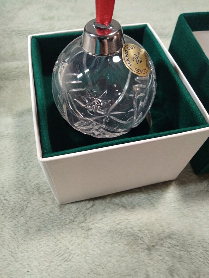 Vintage Hand Cut Lead Crystal Glass Ball Heavy Ornament Czech Republic, NWT | eBay