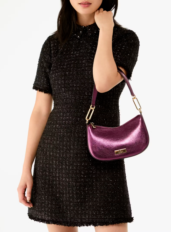 Kate Spade Nina Shoulder Bag Metallic Purple Leather Purse KI947 NWT ...