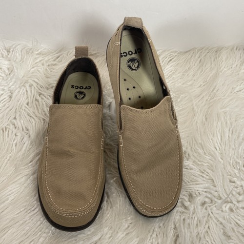 Crocs Walu Canvas Slip On Loafers Casual Shoes Brown Tan 11270 Mens ...