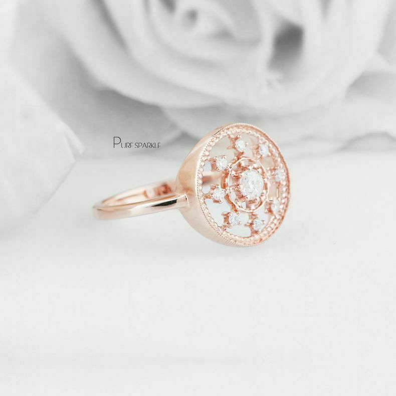 14K Gold 0.18 Ct. Lab-Created Diamond Ferris Wheel Design Wedding Ring ...