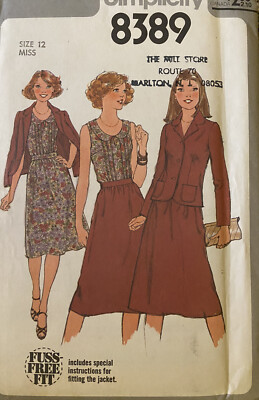 Vtg 70's Simplicity 8389 Jacket Skirt Blouse Peter Pan Collar Sewing ...