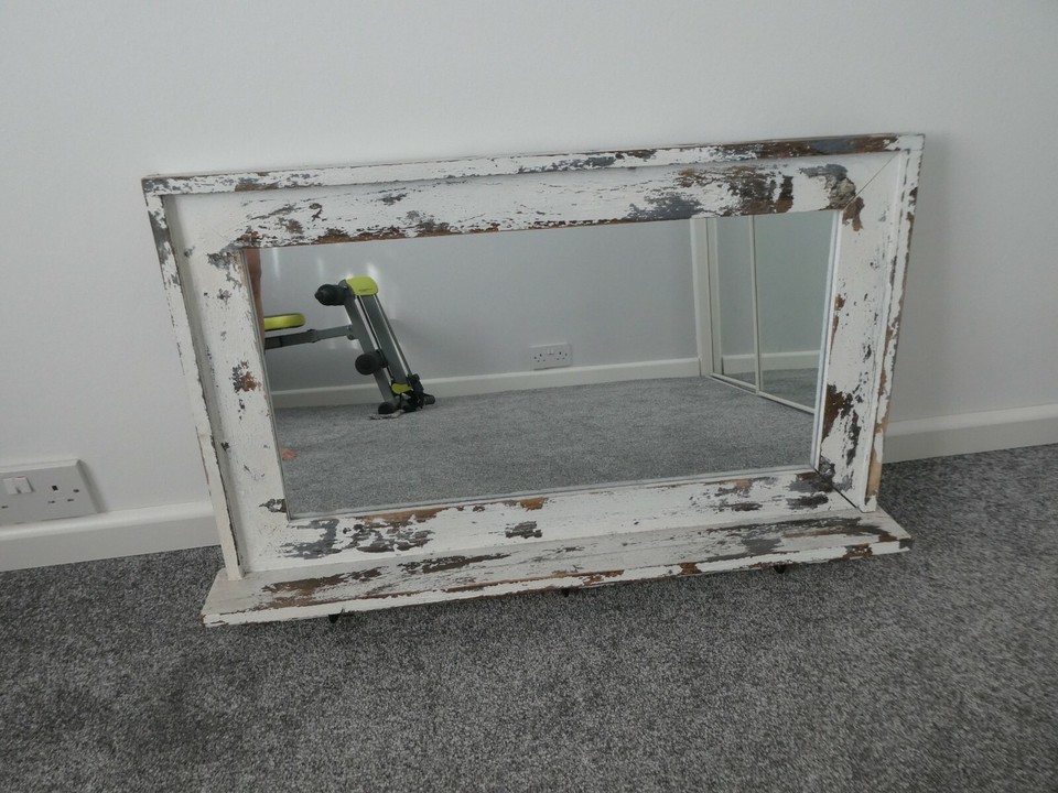 SHABBY CHIC MIRROR WITH HANGING HOOKS USED 83 x 54 CM | eBay UK