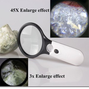 3LED Handle Bifocal Len Magnifying Glass for Geological Prospecting ...