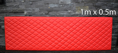 RED LEATHER WITH PADDED DIAMOND STITCHING 1M X 0.5M UPHOLSTERY ...