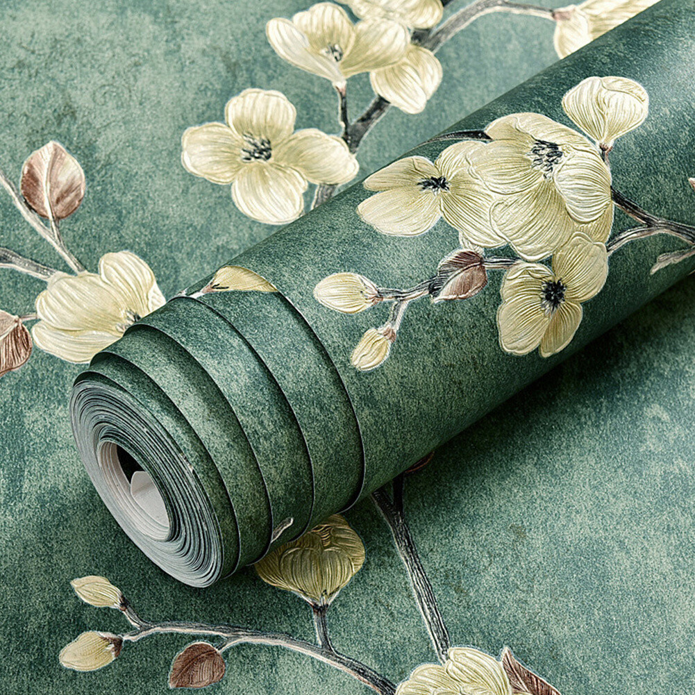 English Vintage Flower Wallpaper Kate Vintage Flower Golden Frame Blue