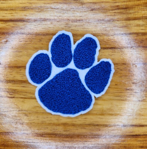 This beautiful Blue 3" iron on chenille and embroidered Paw patch is a ...
