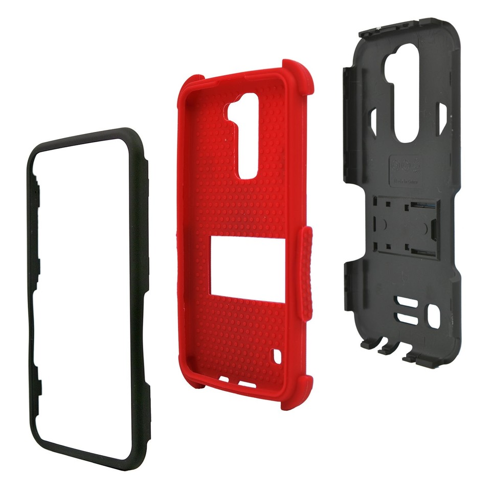 For LG K10 K428/MS428 Defend Armor Slim Hybrid Kickstand Hard Soft ...