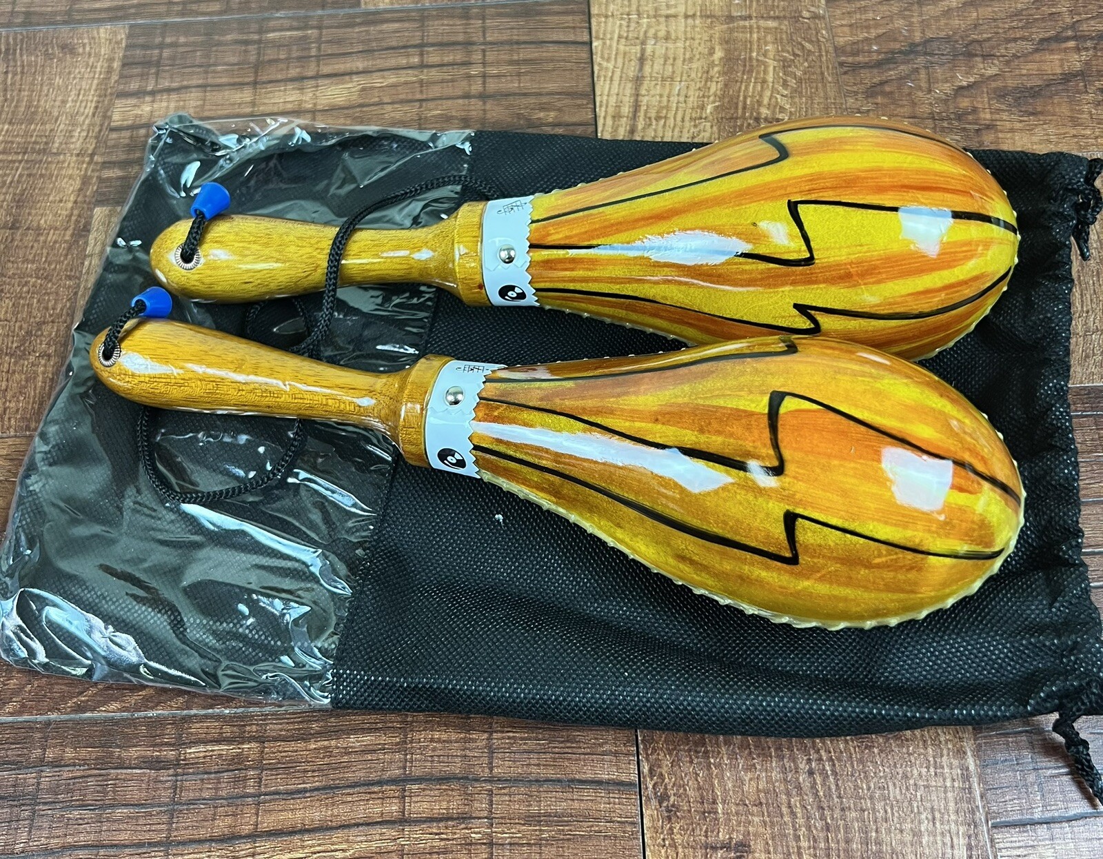 Maracas Leather, Professional, Painted Brown/Black Lines Design With ...