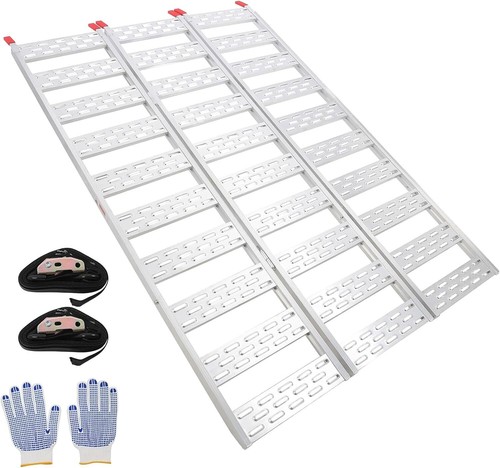 76" x 50" Aluminum Tri-Fold Ramp with Treads 1500 lbs ATV UTV Ramp ...