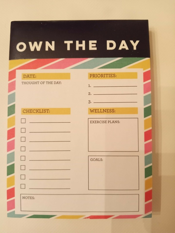 Own The Day Weekly Planner Pad - To Do List - Task List | eBay