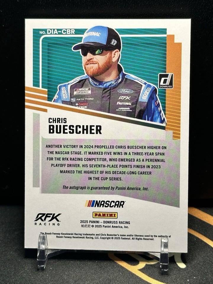 2025 DONRUSS RACINGH NASCAR DIALED IN BLUE XPLOSION CHRIS BUESCHER AUTO #18/25 | eBay