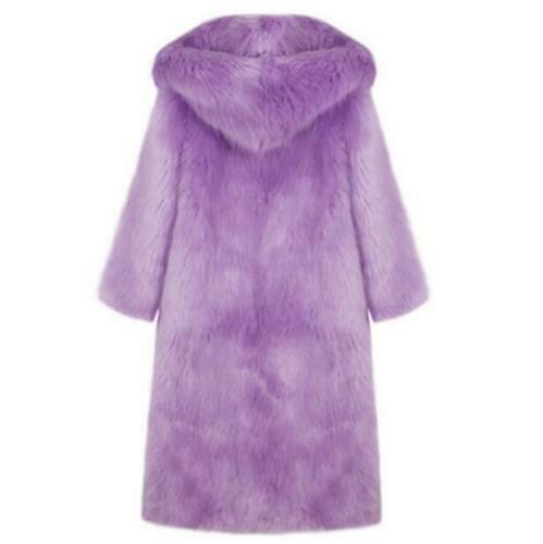 Fluffy Faux Fur Parka Belt Coat Warm Hooded Long Jacket Overcoat Women ...