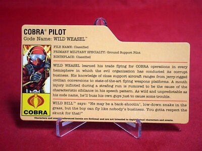 GI Joe 25th Anniversary FILE CARD Wild Weasel v6 2008 Original Comic ...