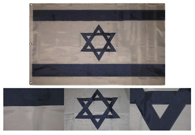 4x6 ft Embroidered Sewn Nylon Israel Star of David Jewish Flag Banner ...