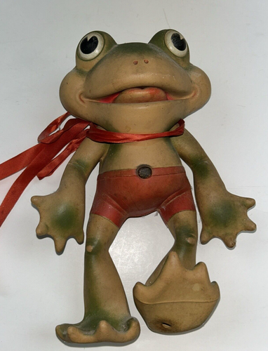 Vintage Rempel 10” Tall Croaker The Frog Red Shorts Rubber Hardened | eBay