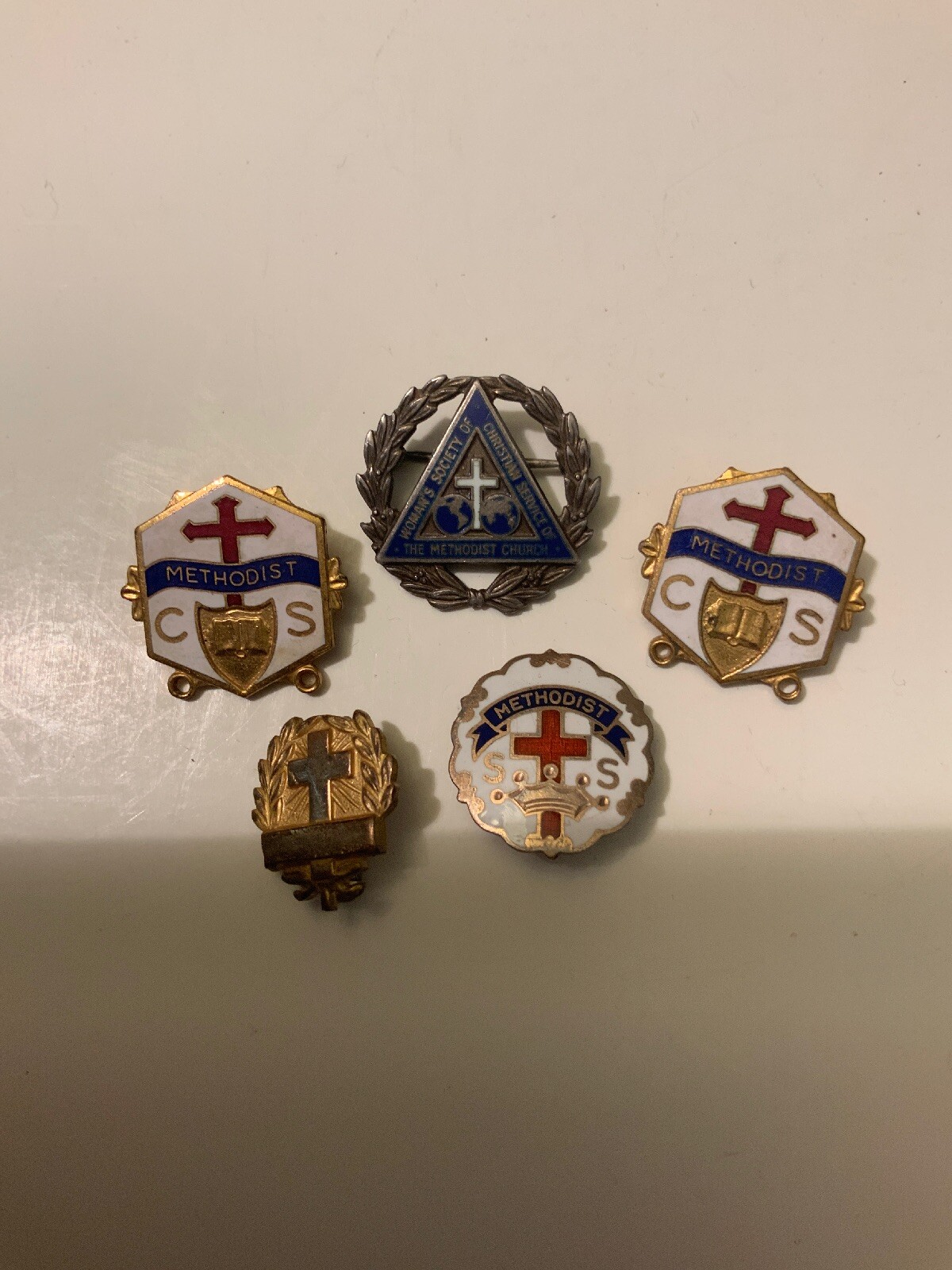 Lot Of 5 Vintage Methodist Enamel Pins 1 Sterling Silver Woman’s ...