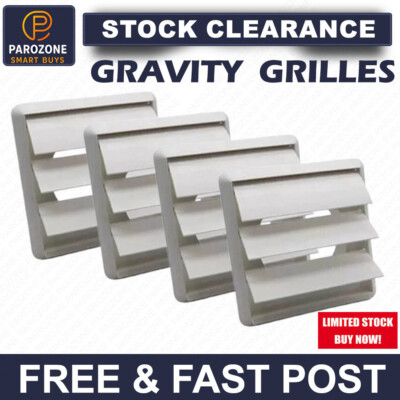 Ducting Wall Gravity Flap Grille Extractor Fan with Spigot Vent White 4 ...