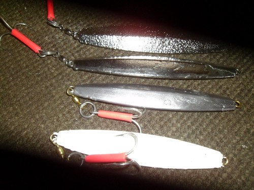 Diamond cod jigs SMOOTH, Glow, Chrome & RAW w/ Treble hook 5_ Jigs per ...