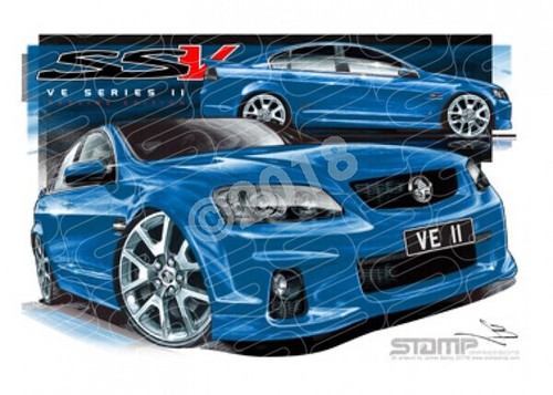 HOLDEN VE II SSV REDLINE COMMODORE PERFECT BLUE A3 FRAMED PRINT (HC439 ...