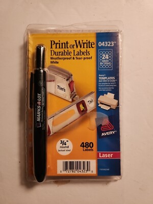 Avery Print or Write durable labels 480 Labels 04323 Laser 3/4" Round ...