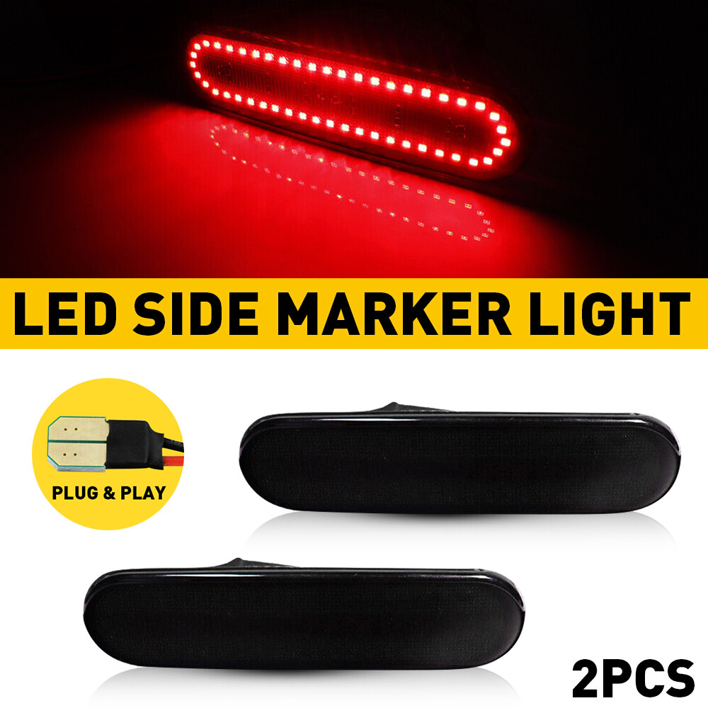 2X For 02-05 Honda Civic Si EP3 3DR Smoke Red LED Rear Bumper Side ...