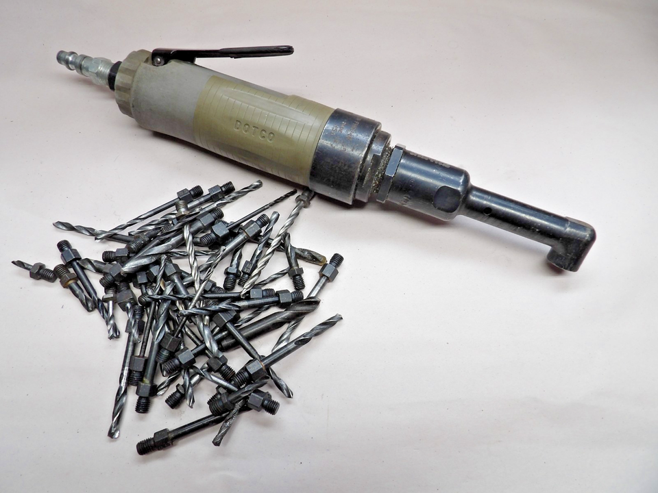 Dotco 90 Degree Threaded Angle Drill 1/4-28 with 50 Bits Aircraft Tools ...