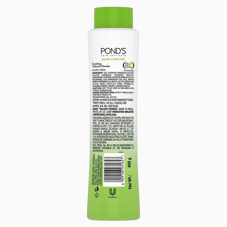 POND'S Aloe Cooling Powder 3X Instant Cooling, Long-Lasting Fragrance ...