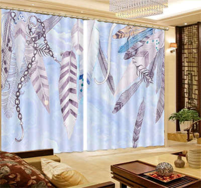 Feathers With Patterns 3D Curtain Blockout Photo Printing Curtains ...