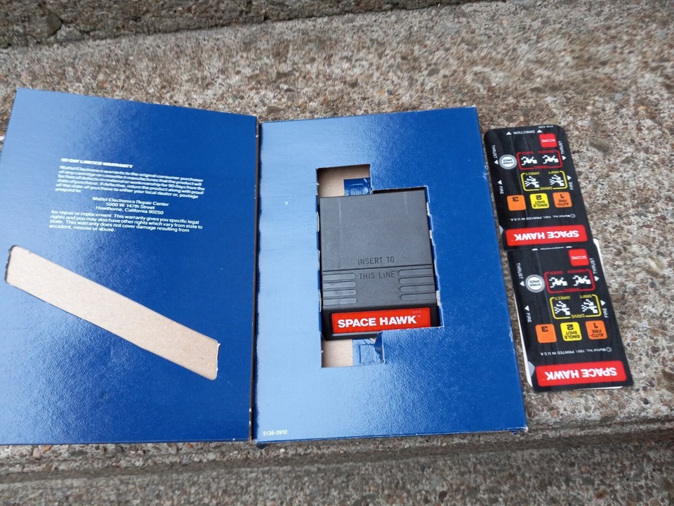Intellivision SPACE HAWK Game Manual 2 Overlays Game Cartridge MATTEL ...