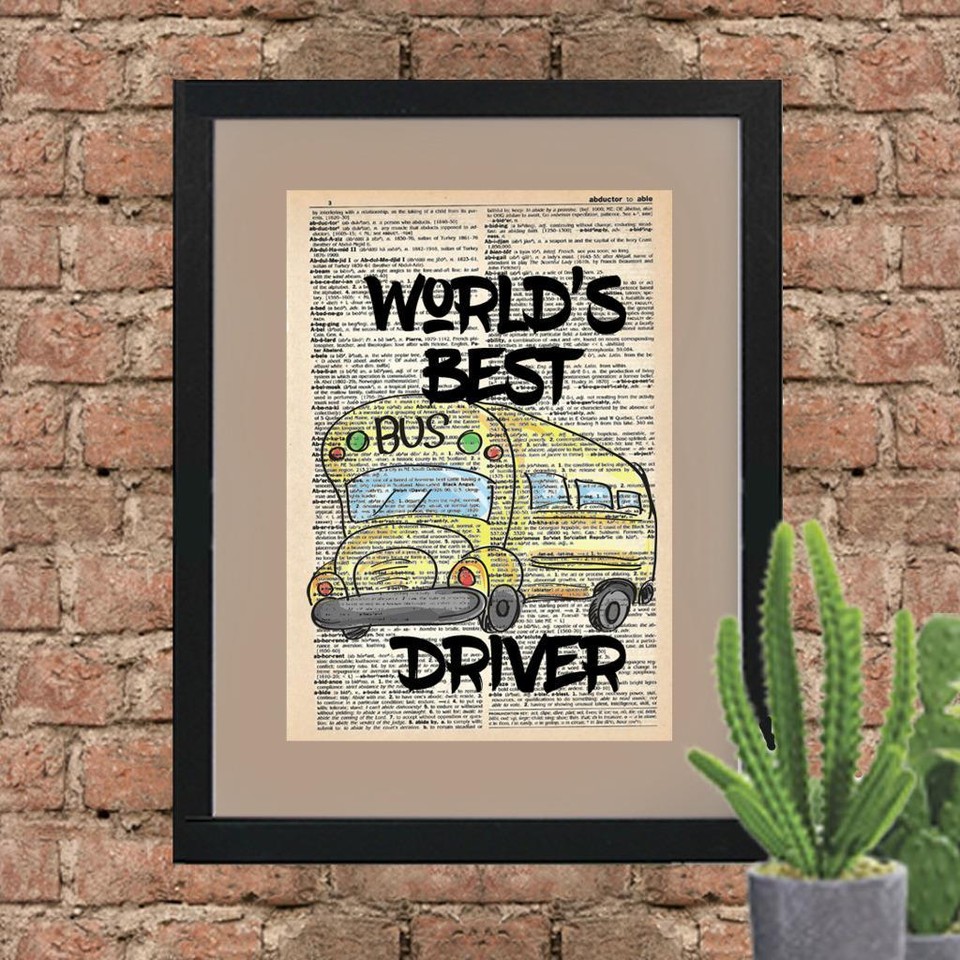 World's Best School Bus Driver Dictionary Art Print Contemporary Gift ...