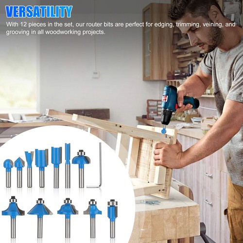 12 Piece Tungsten Carbide Router Bits Router Bit Set 1/4” Shank for ...