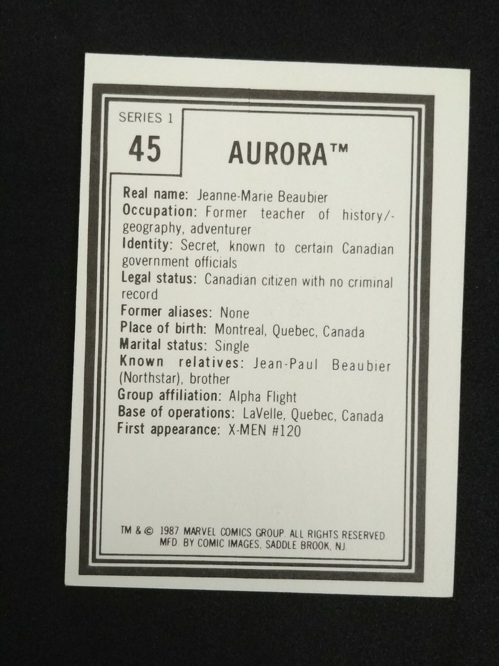 1987 Marvel Comic Images Card Captain Aurora #45 | eBay