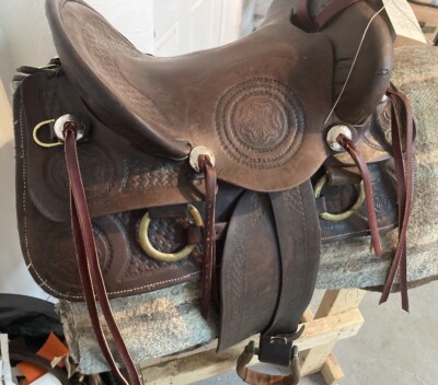 Vtg H.H. Heiser Saddle 1920s Brown Leather Highback 15” Seat Restored ...