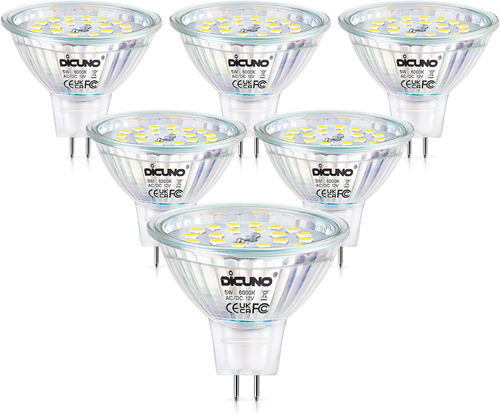 MR16 LED Bulbs Dimmable Daylight White 6000K 50W Halogen Equivalent 12V ...