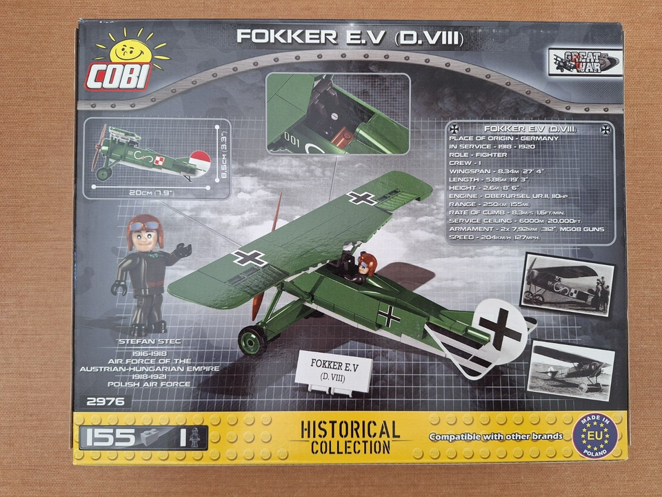 COBI WWI Historical Collection FOKKER E.V (D.VIII) NEW SEALED BOX Item ...