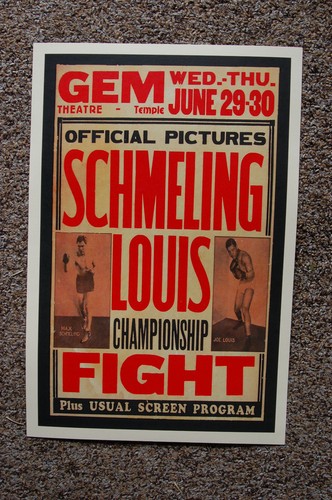 Joe Louis vs Max Schmeling #2 Fight Poster 1938 Gem Theatre | eBay