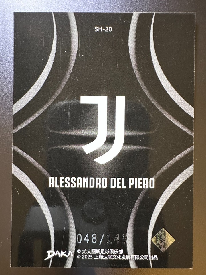 2025 Daka Juventus Team Set Soccer Blue 048/149 - Alessandro Del Piero ...