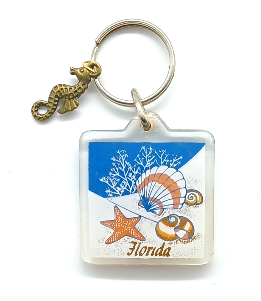 Vintage Florida Seashells Sand Seahorse Charm Keyring Keychain | eBay