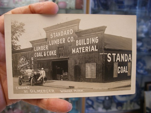 Real Photo Postcard RPPC Mankato Yard D. L. Mercer Signs Winona MN 1916 ...