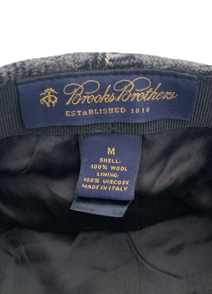 Brooks Brothers Hat Cap Newsboy Cabbie Wool Gray Red Plaid Made in ...